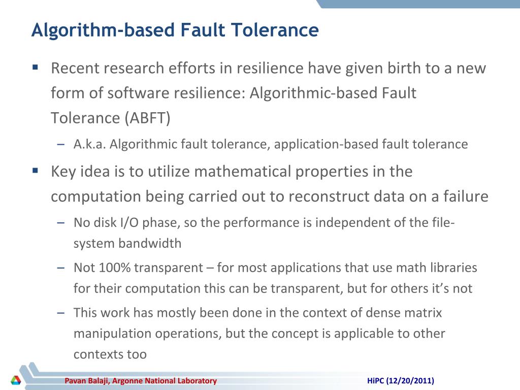 Ppt Building Algorithmically Nonstop Fault Tolerant Mpi Programs Powerpoint Presentation Id