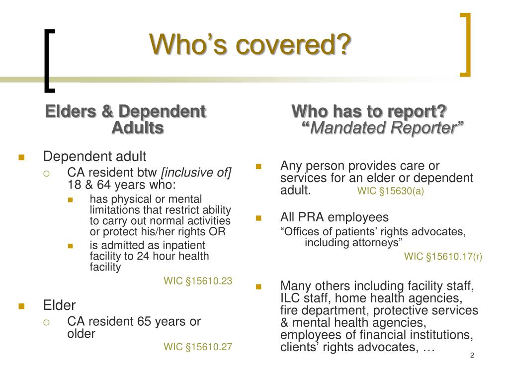 PPT - Mandated Reporting of Elder and Dependent Adult Abuse & Neglect PowerPoint Presentation ...