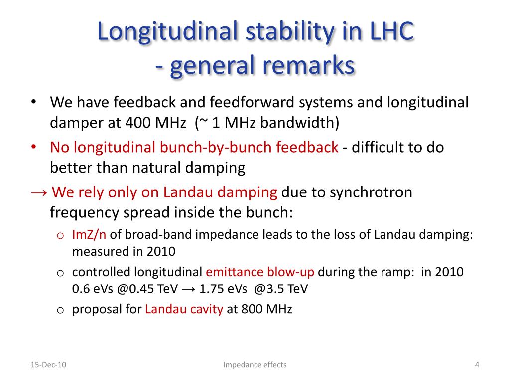 PPT - longitudinal stability and impedance budget transverse impedance ...