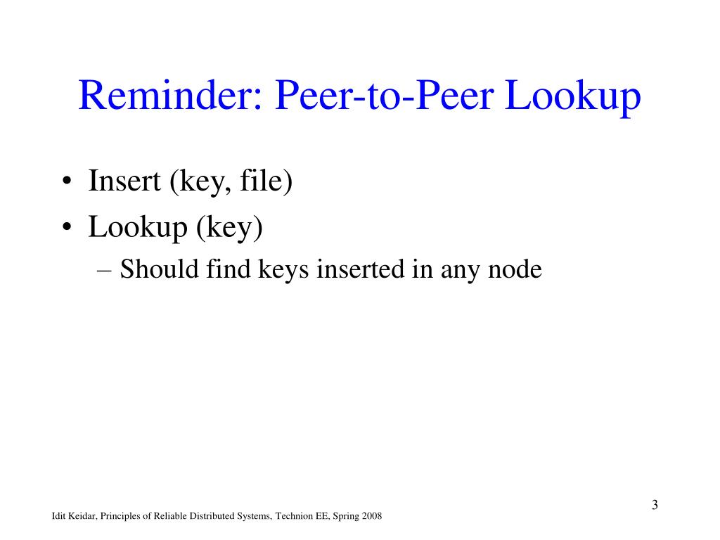 Ppt Principles Of Reliable Distributed Systems Lecture 2 Distributed Hash Tables Dht Chord