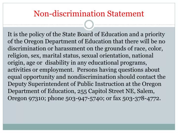 PPT - Non-discrimination Statement PowerPoint Presentation, free ...