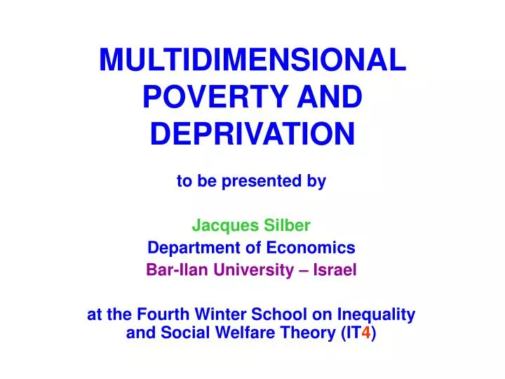 PPT - MULTIDIMENSIONAL POVERTY AND DEPRIVATION PowerPoint Presentation ...