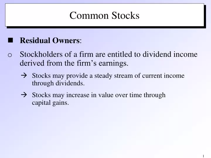 PPT - Common Stocks PowerPoint Presentation, free download - ID:2410847