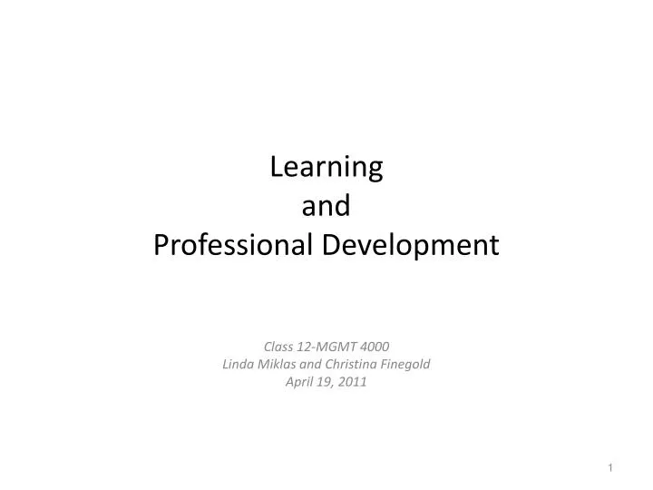 PPT - Learning and Professional Development PowerPoint Presentation ...