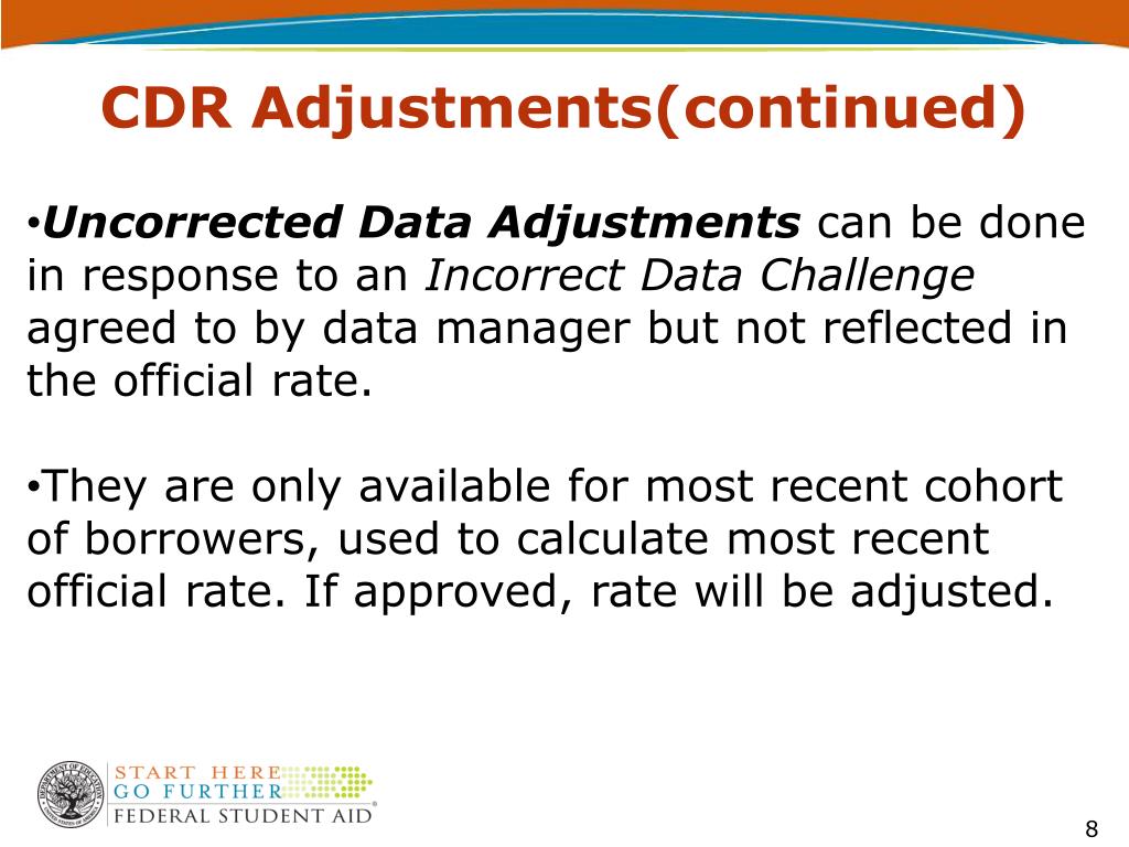 PPT - COHORT DEFAULT RATE CHALLENGES, ADJUSTMENTS AND APPEALS Donna ...