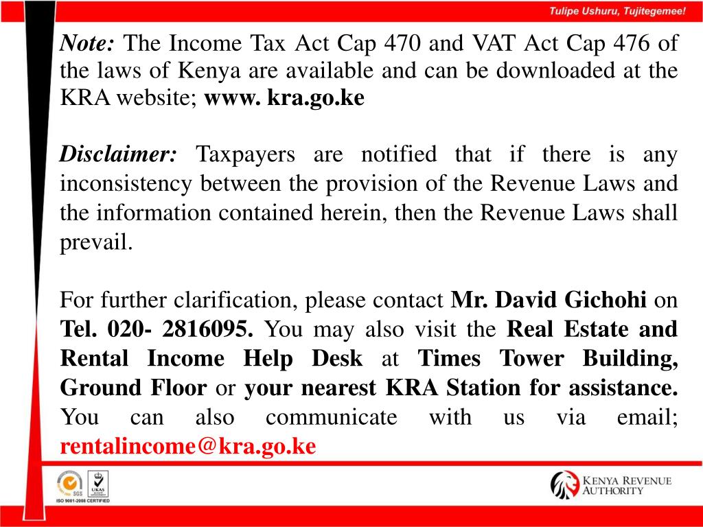 PPT - KENYA REVENUE AUTHORITY TAX COMPLIANCE FOR REAL ESTATE DEVELOPERS ...