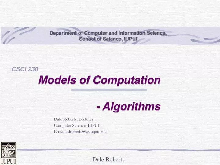 PPT - Models of Computation - Algorithms PowerPoint Presentation, free ...