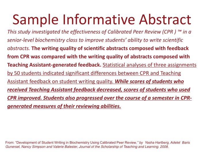  Writing An Informative Abstract How To Write Informative Abstracts 