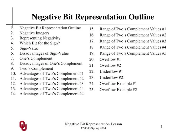 PPT - Negative Bit Representation Outline PowerPoint Presentation, free ...