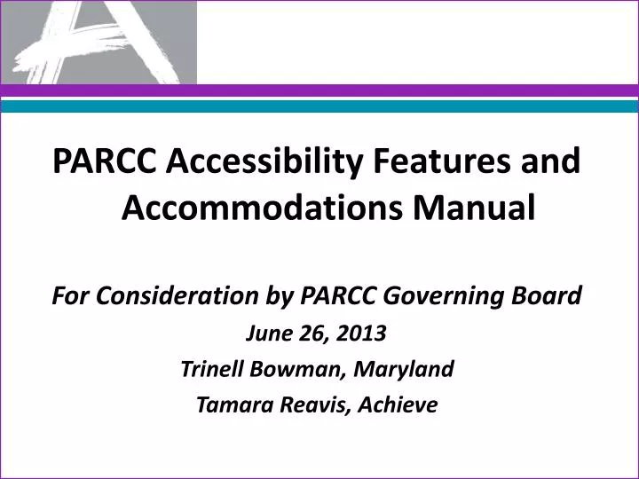 PPT - PARCC Accessibility Features and Accommodations Manual PowerPoint ...