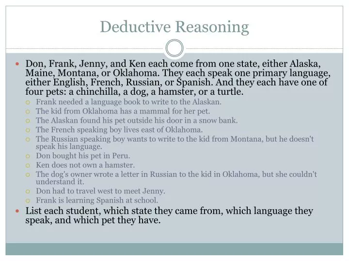 PPT - Deductive Reasoning PowerPoint Presentation, free download - ID ...