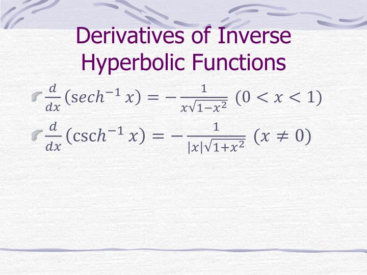 PPT - 7.7 Hyperbolic Functions PowerPoint Presentation - ID:2421564
