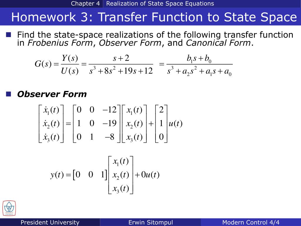 Ppt Homework 3 Transfer Function To State Space Powerpoint