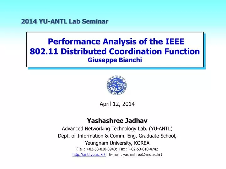 PPT - 2014 YU-ANTL Lab Seminar PowerPoint Presentation, free download - ID:2425470