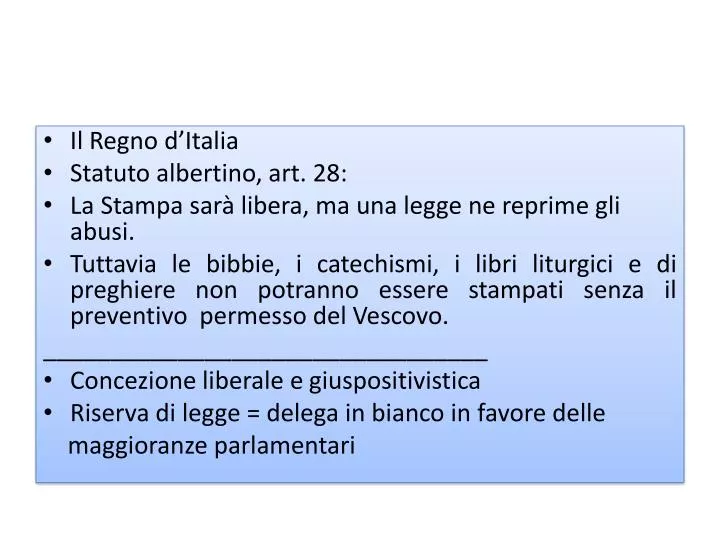 PPT - Il Regno d’Italia Statuto albertino, art. 28: PowerPoint ...
