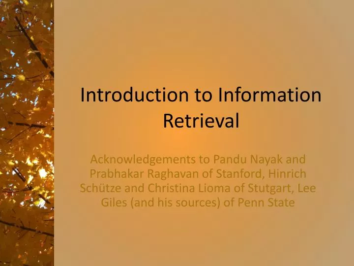 PPT - Introduction to Information Retrieval PowerPoint Presentation ...