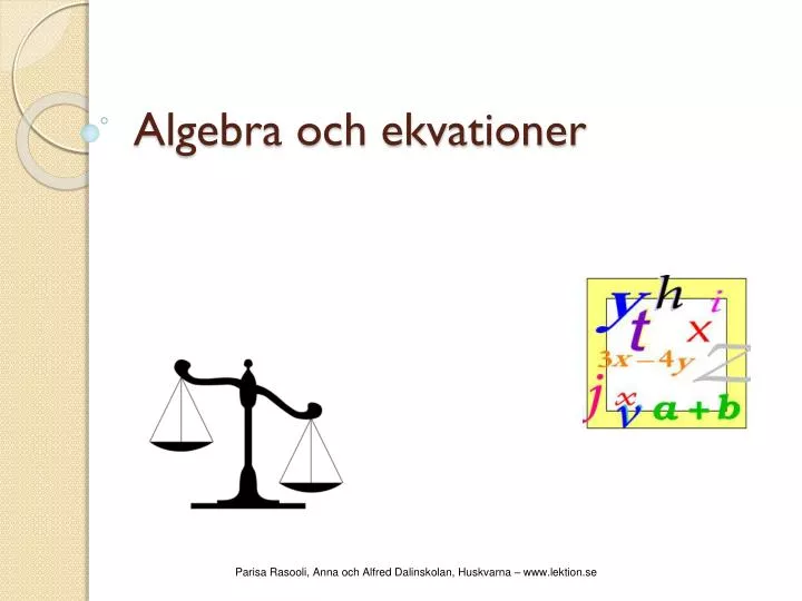 PPT - Algebra och ekvationer PowerPoint Presentation, free download ...