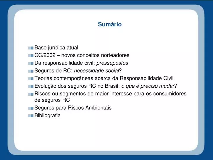 PPT - Sumário PowerPoint Presentation, free download - ID:2434408