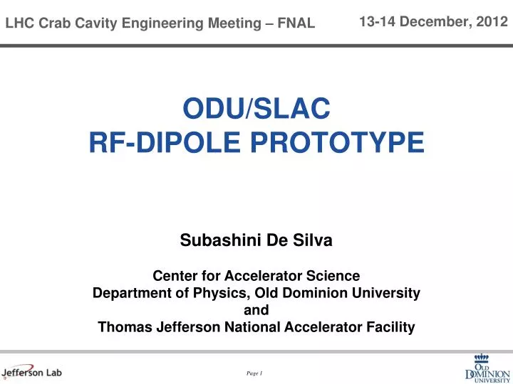 PPT - Odu / slac rf -dipole prototype PowerPoint Presentation, free ...