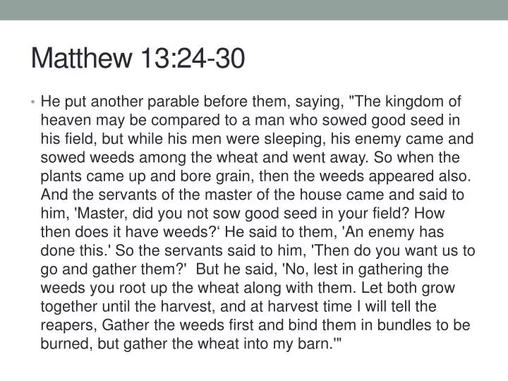 PPT - Matthew 13:24-30 PowerPoint Presentation, free download - ID:2435792
