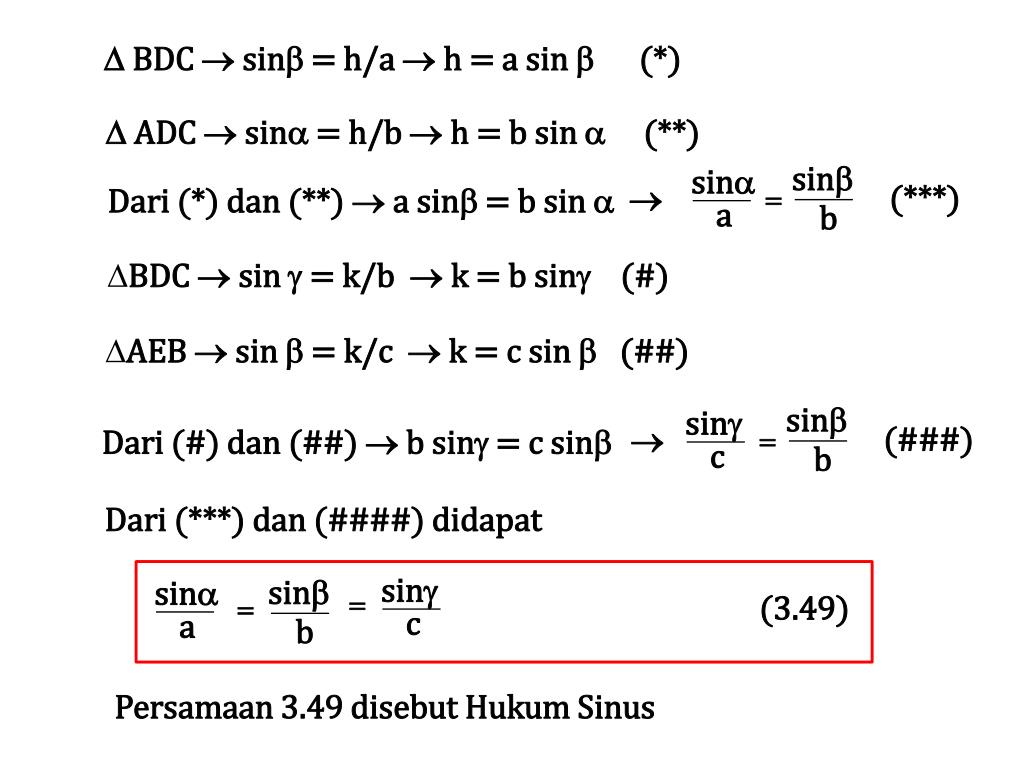 PPT - Hukum sinus Untuk membuktikan hukum sinus perhatikan Gambar 2.29 ...