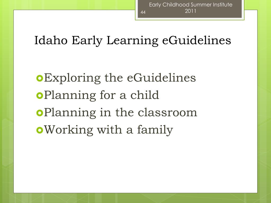 PPT - Early Childhood Summer Institute 2011 PowerPoint Presentation ...