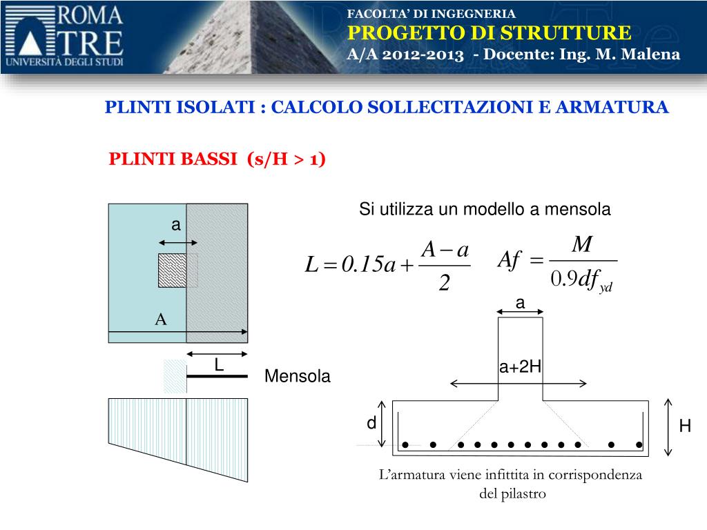 PPT - PROGETTO DELLE FONDAZIONI DI UN TELAIO IN CEMENTO ARMATO ...