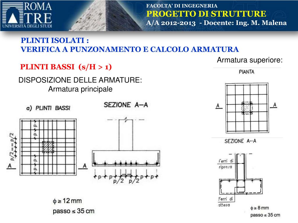 PPT - PROGETTO DELLE FONDAZIONI DI UN TELAIO IN CEMENTO ARMATO ...