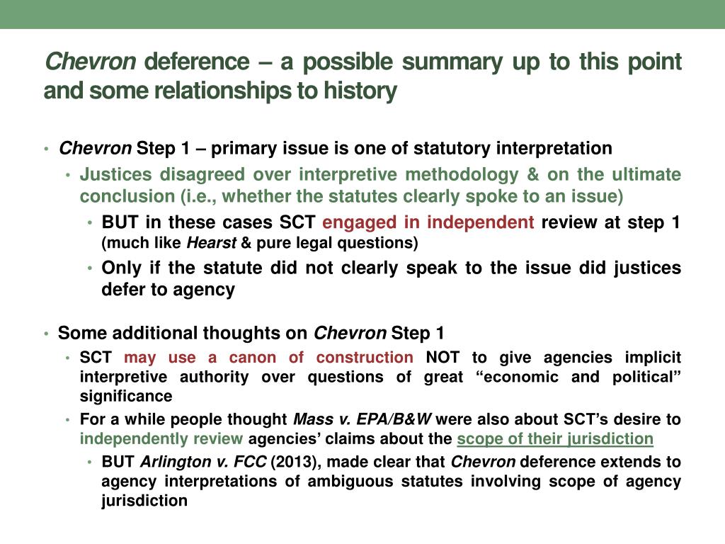 PPT - Judicial deference to agency legal interpretations – the Chevron ...