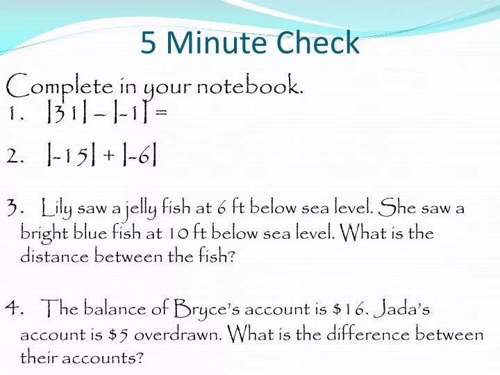 PPT - 5 Minute Check PowerPoint Presentation, free download - ID:2440495