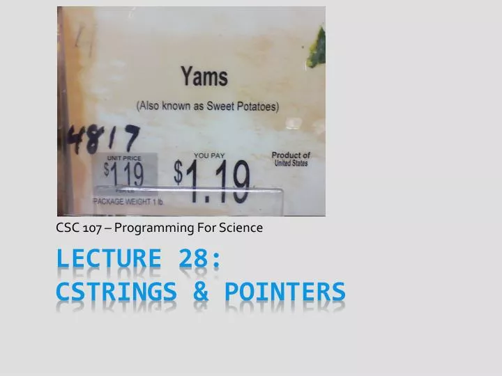 Ppt Lecture 28 Cstrings And Pointers Powerpoint Presentation Free Download Id 2443004