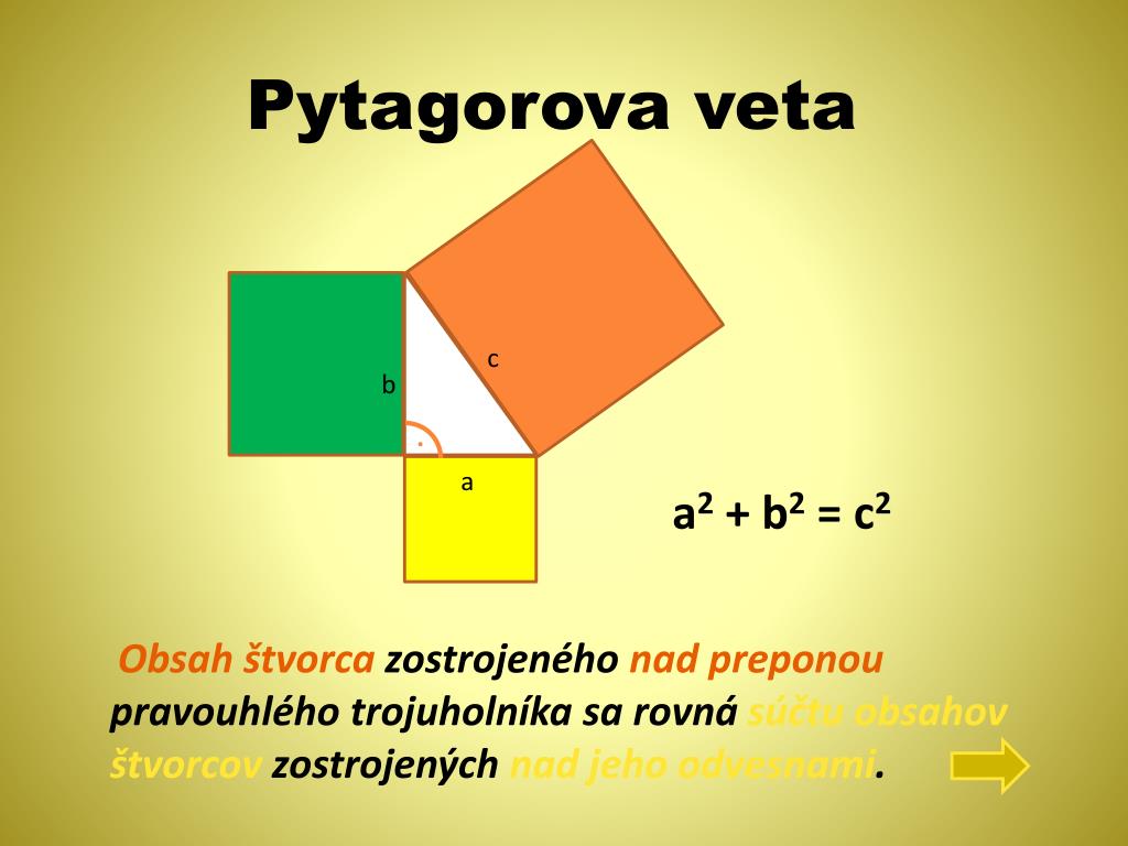 PPT - „PYTAGOROVA VETA“ pre IX. ročník Matematika Mgr. Jana Joríková ZŠ ...