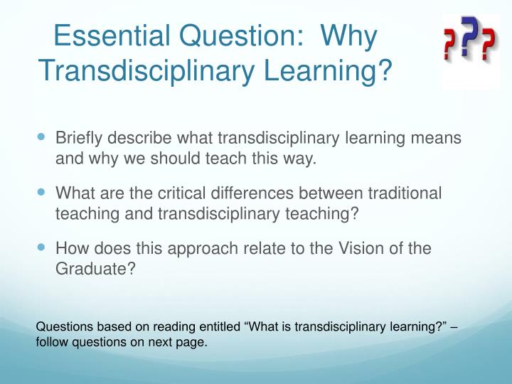 PPT - Transdisciplinary Learning : From Concept to Improved Student ...
