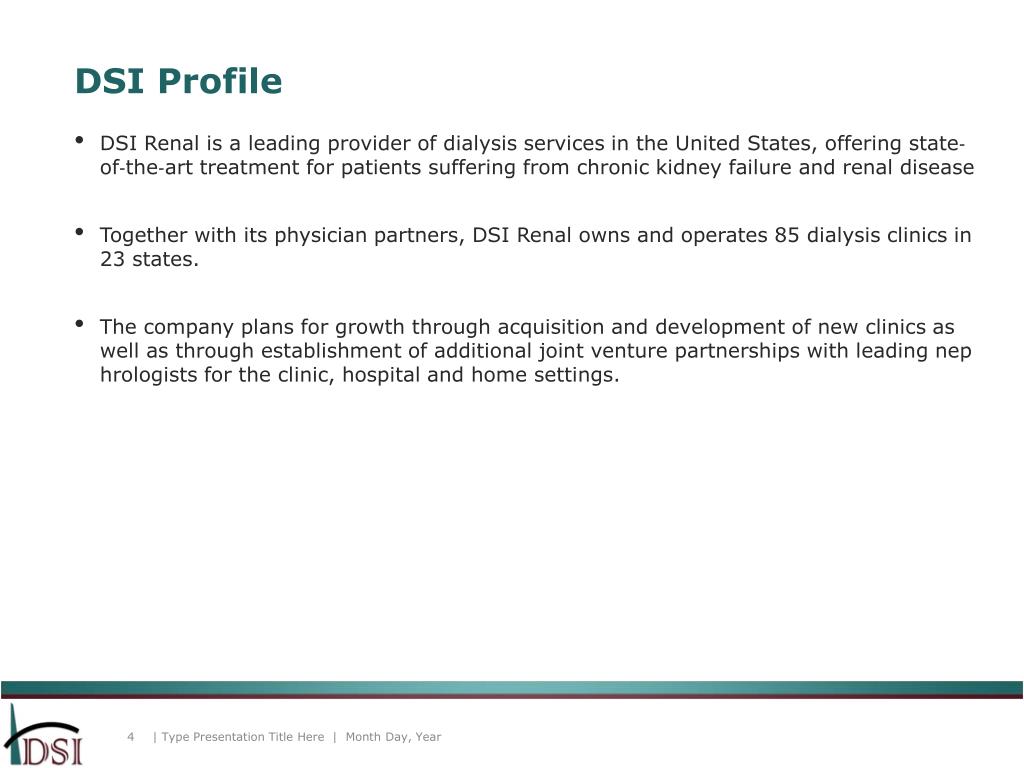 PPT - Beth Workman DSI Renal VP Finance, CAO PowerPoint Presentation ...