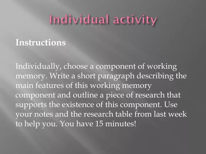 PPT - Individual activity PowerPoint Presentation, free download - ID ...