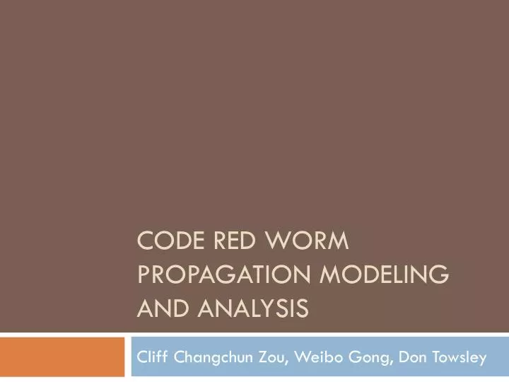 Ppt Code Red Worm Propagation Modeling And Analysis Powerpoint Presentation Id2445345