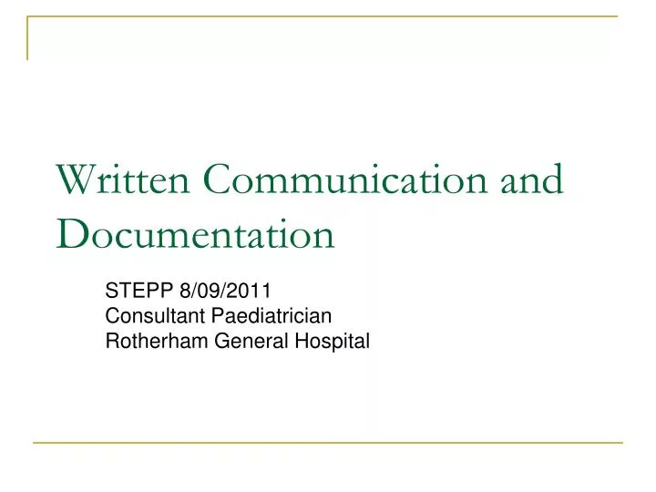 PPT - Written Communication and Documentation PowerPoint Presentation ...