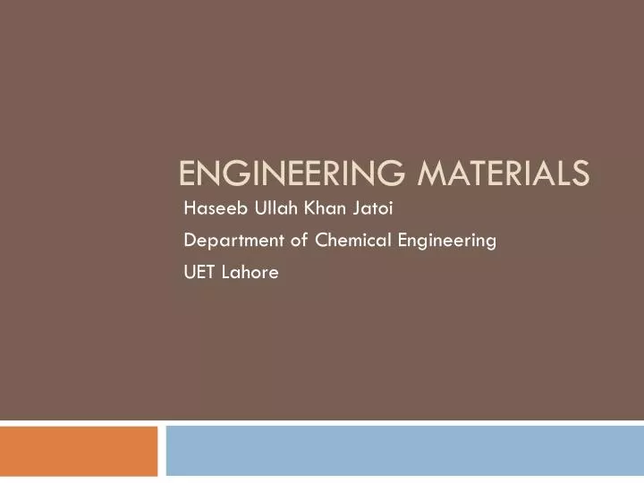 PPT - Engineering materials PowerPoint Presentation, free download - ID ...