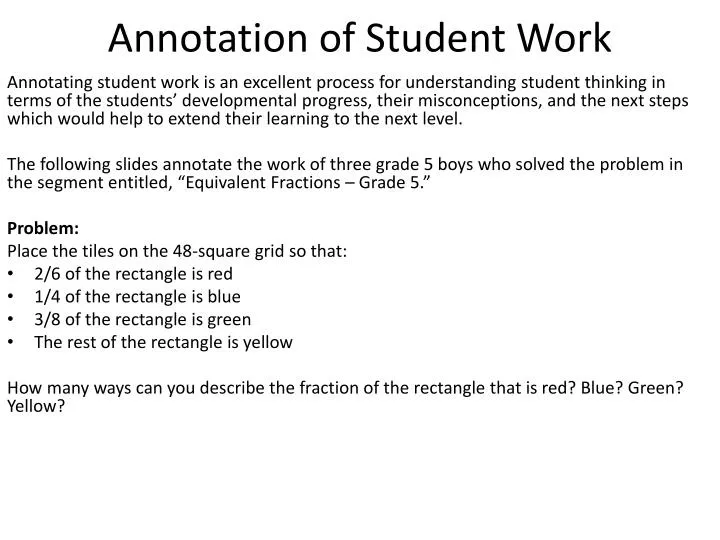 PPT - Annotation of Student Work PowerPoint Presentation, free download ...