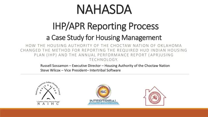 PPT - NAHASDA IHP/APR Reporting Process a Case Study for Housing ...