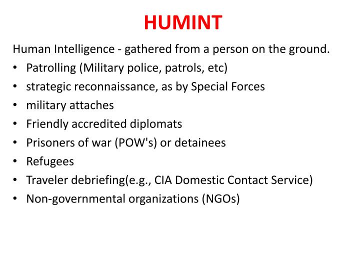 PPT - List of intelligence gathering disciplines PowerPoint ...