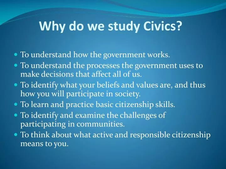 PPT - Why do we study Civics? PowerPoint Presentation, free download ...
