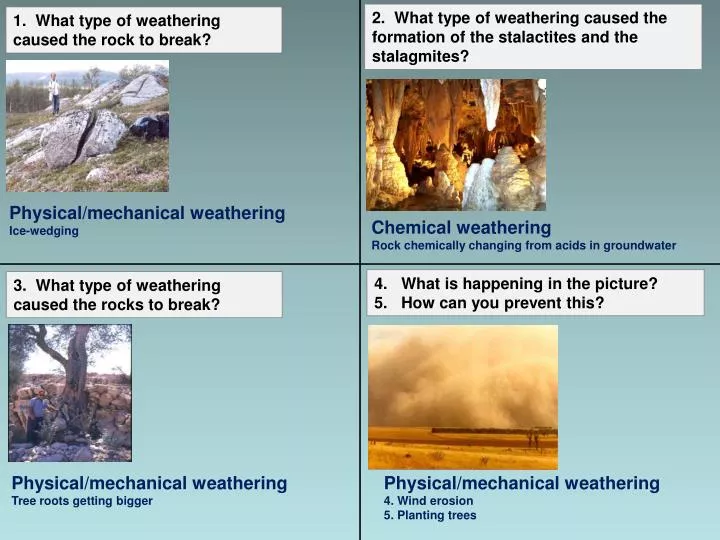 PPT - 1. What type of weathering caused the rock to break? PowerPoint ...