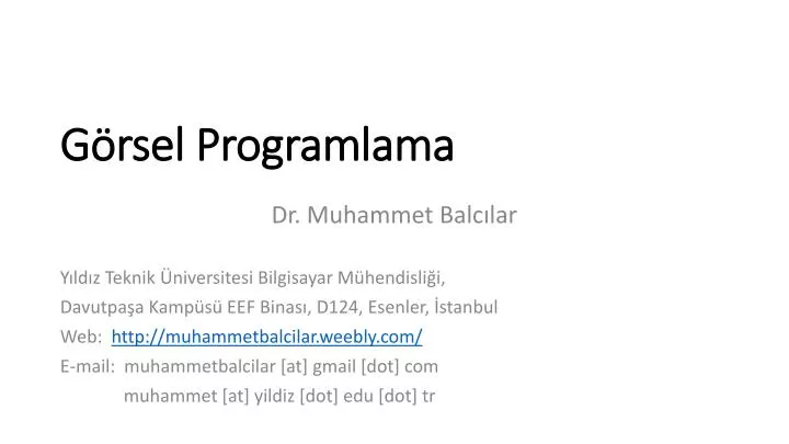 PPT - Görsel Programlama PowerPoint Presentation, free download - ID:2453327