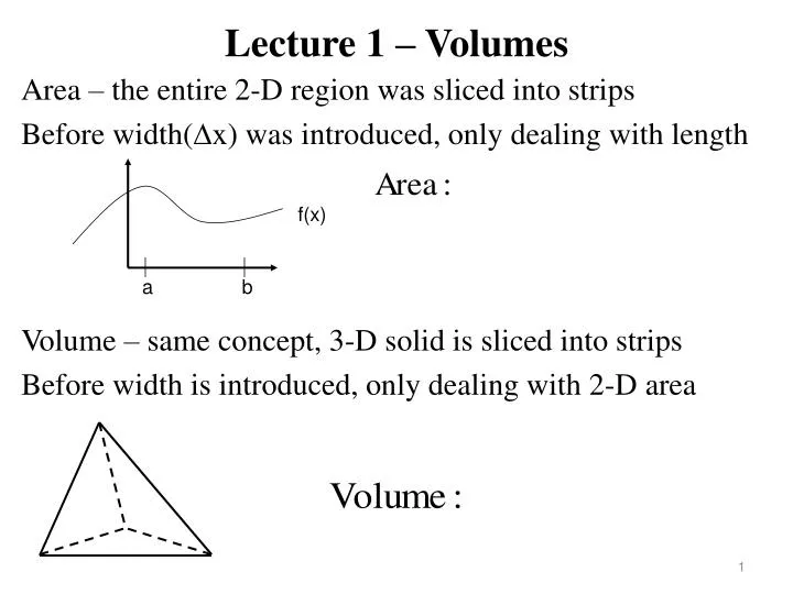 PPT - Lecture 1 – Volumes PowerPoint Presentation, free download - ID ...