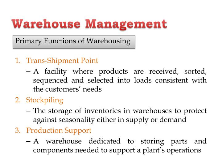 PPT - WAREHOUSE MANAGEMENT PowerPoint Presentation - ID:2456472