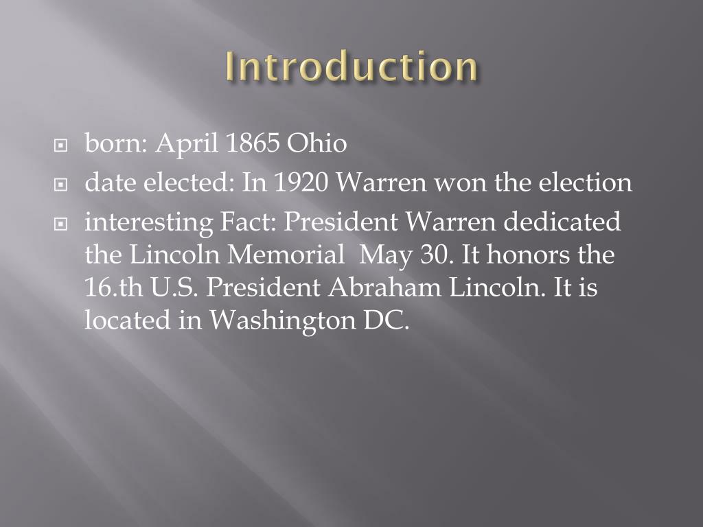 PPT - Warren G. Harding 29 President PowerPoint Presentation, free ...