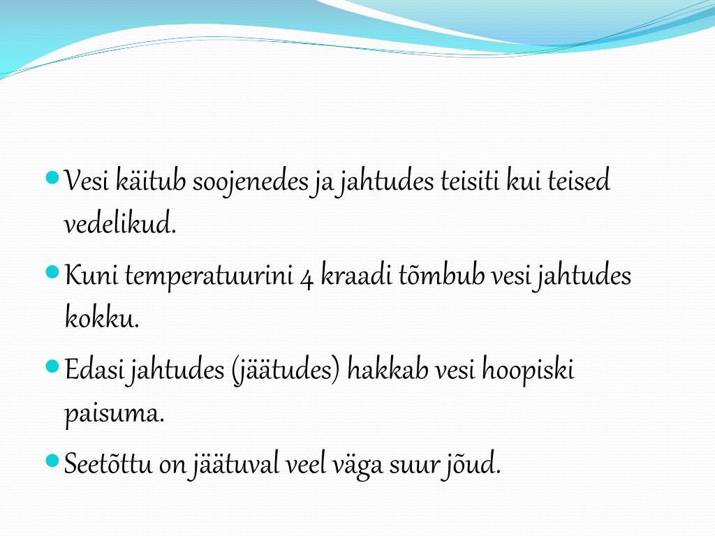 PPT - 1.5. Vee soojuspaisumine, vee soojenemine ja jahtumine PowerPoint ...