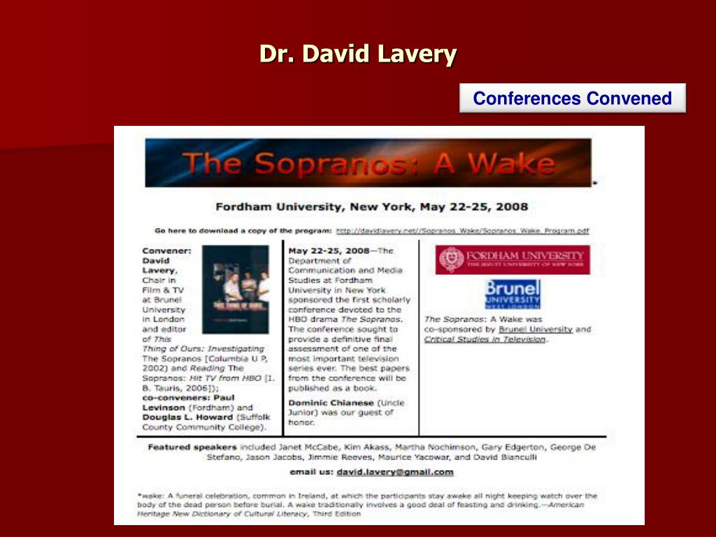 PPT - Dr. David Lavery Professor of English & Popular Culture Middle ...