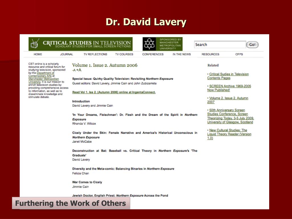 PPT - Dr. David Lavery Professor of English & Popular Culture Middle ...